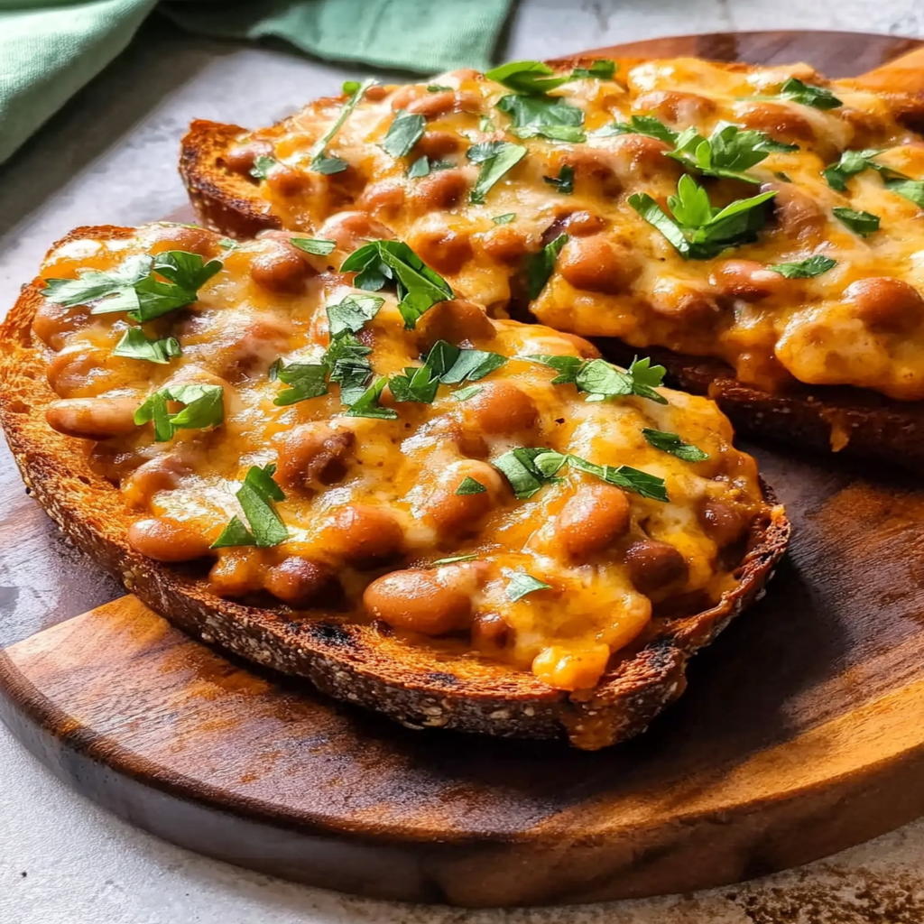 Cheesy Masala Beans on Toast