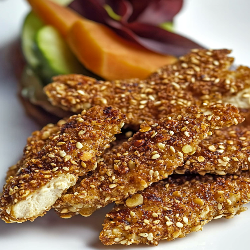 Oven Baked Chicken Tenders with a Healthy Seed Crust