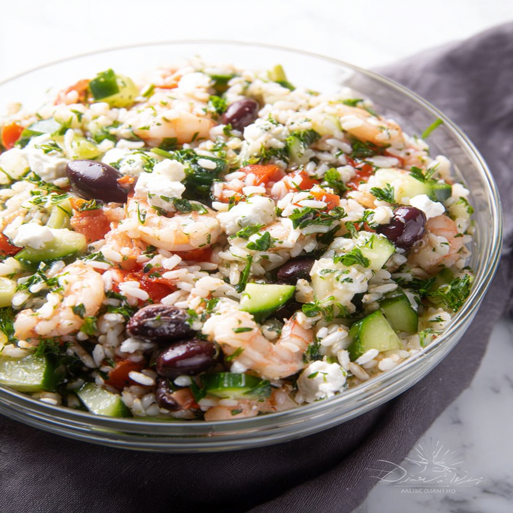 Greek Shrimp Salad with Feta & Rice