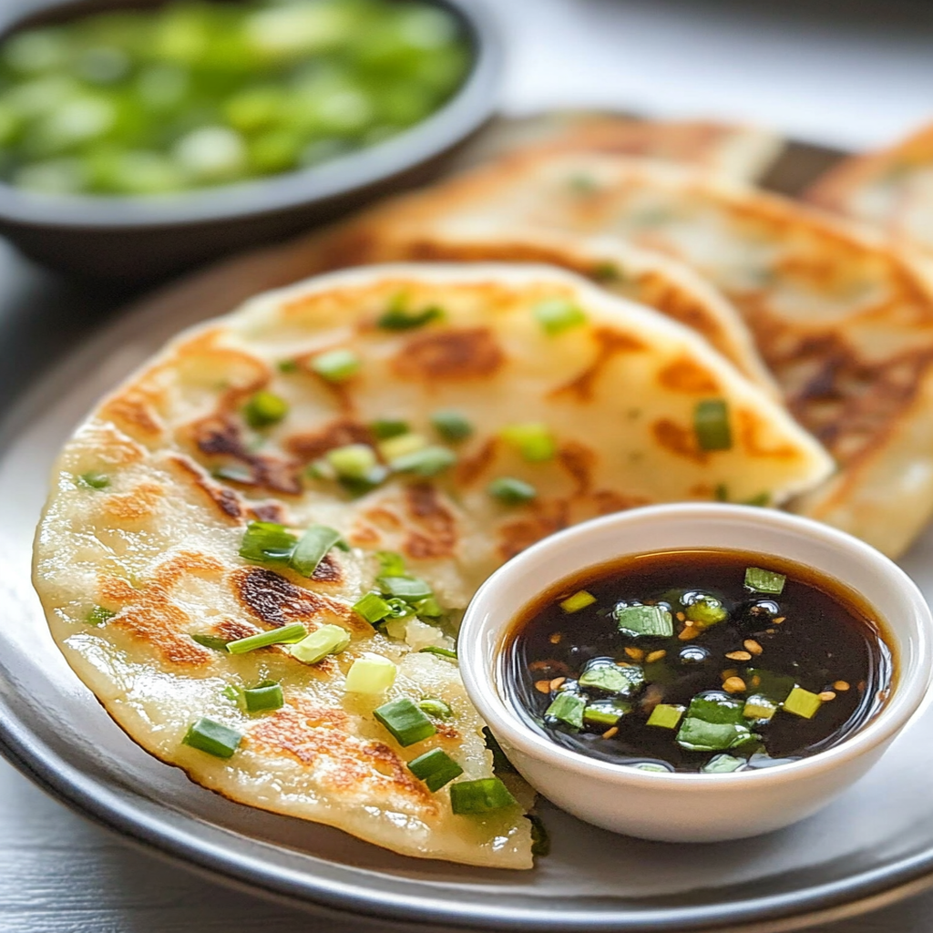 Scallion Pancakes with Dipping Sauce aka Cong You Bing