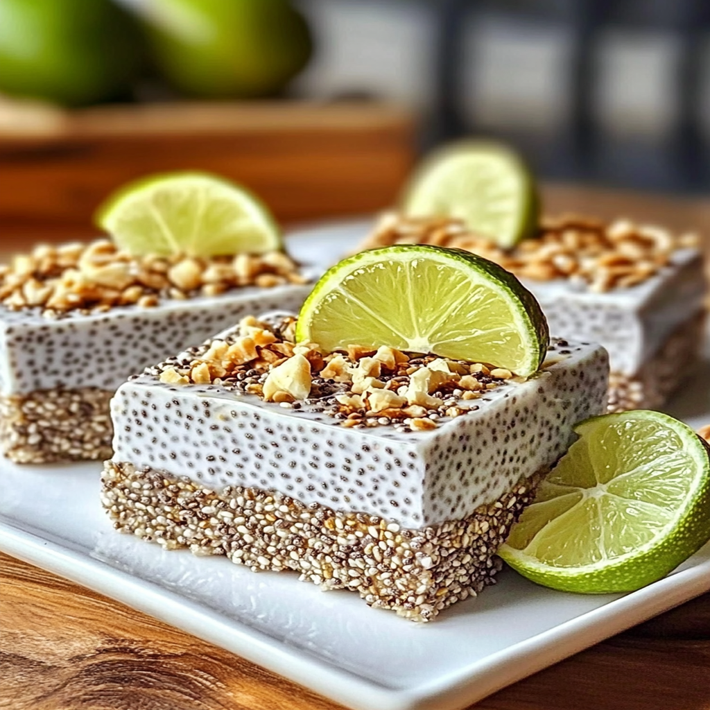 Refreshing No-Bake Chia Pudding Bars with Zesty Coconut Lime Flavor