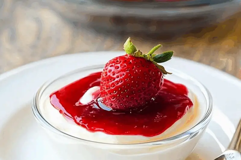 Swedish Cream with Strawberry Sauce