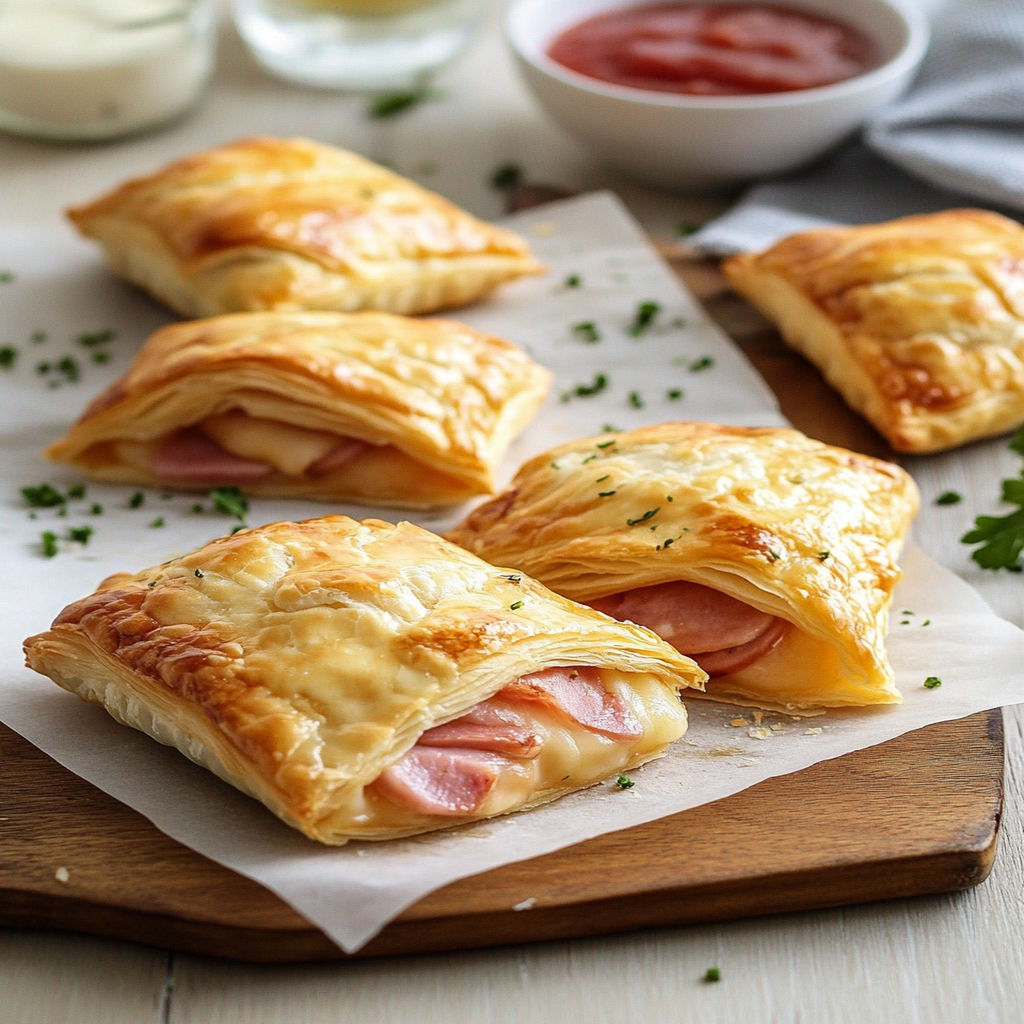 Ham and Cheese Puff Pastry Pockets