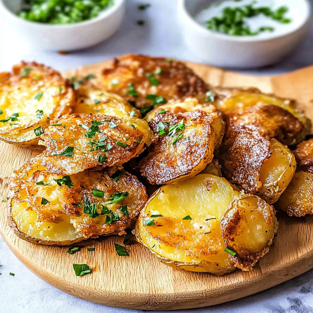 Crispy Garlic Smashed Potatoes