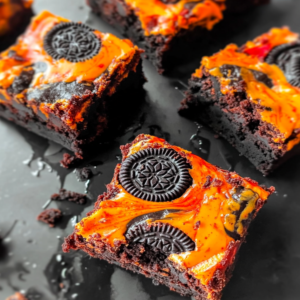 Halloween Swirl Oreo Cream Cheese Brownies