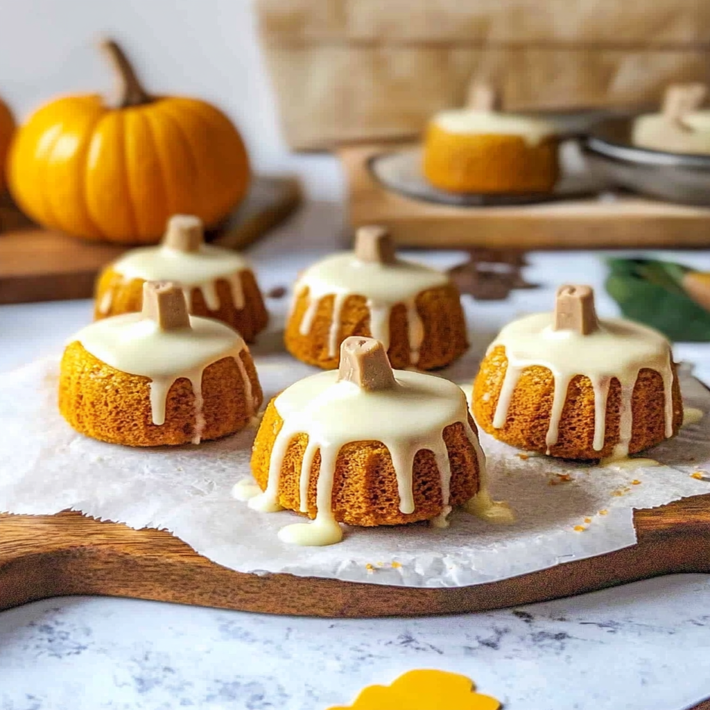 Mini Pumpkin Cakes with White Chocolate Icing