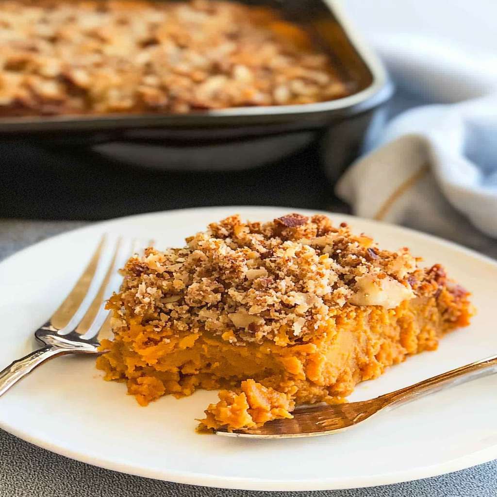 Sweet Potato Casserole with Coconut Topping