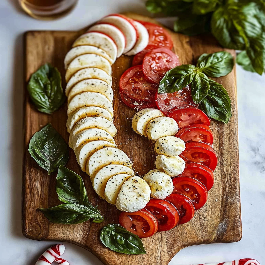 Candy Cane Caprese Board