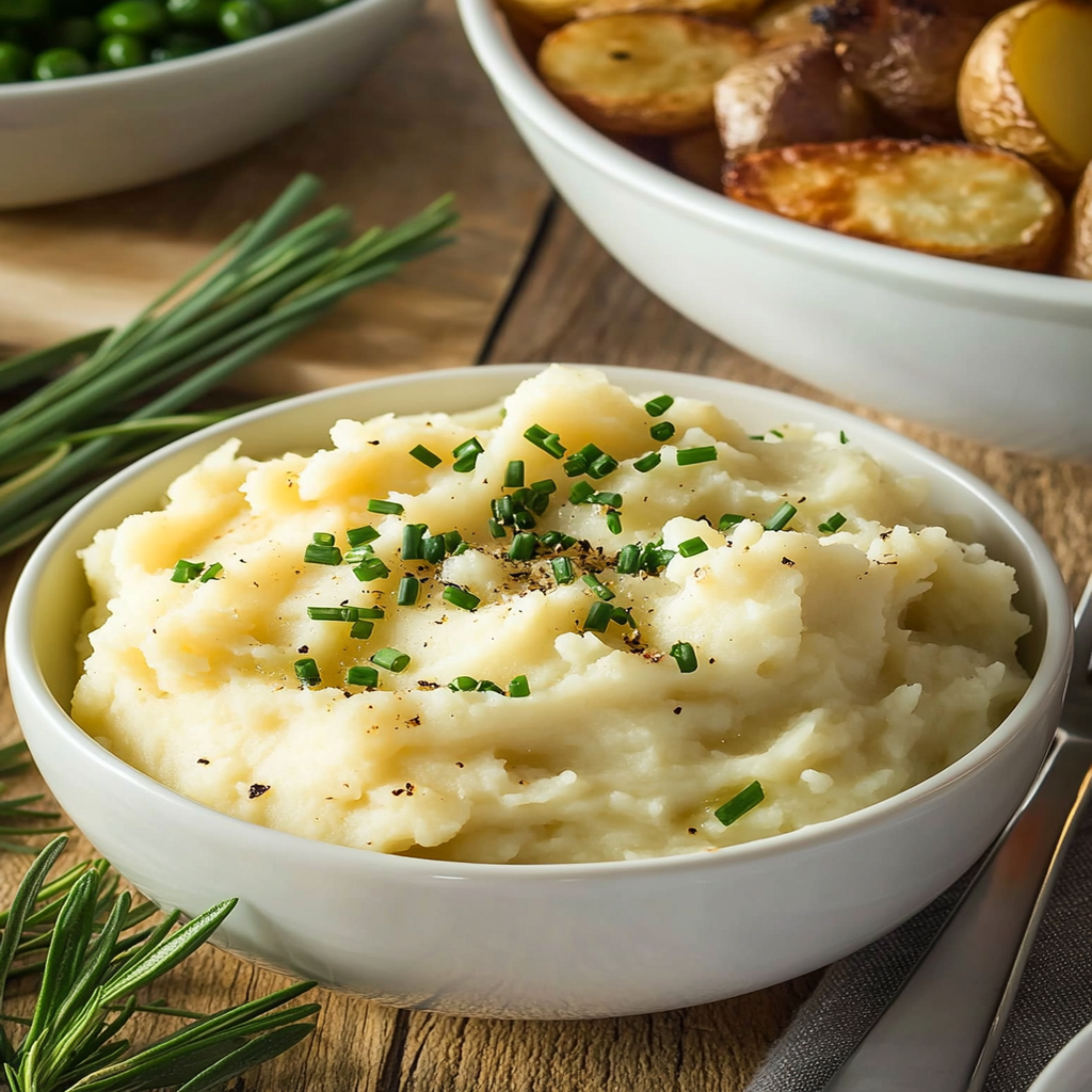 Creamy Roasted Garlic Mashed Potatoes with Chives
