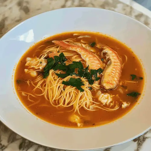 Italian Fish Soup with Angel Hair Pasta