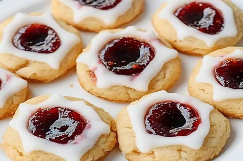 Raspberry Almond Jam Thumbprint Cookies