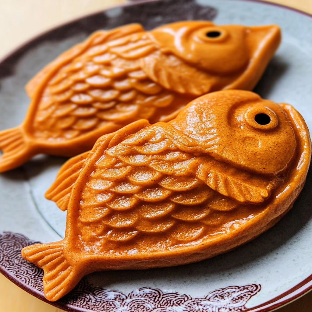 Taiyaki (Fish-Shaped Custard or Red Bean Pastry)