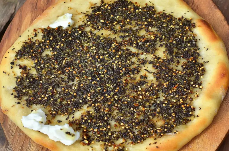 Baladi Bread with Labneh and Zaatar