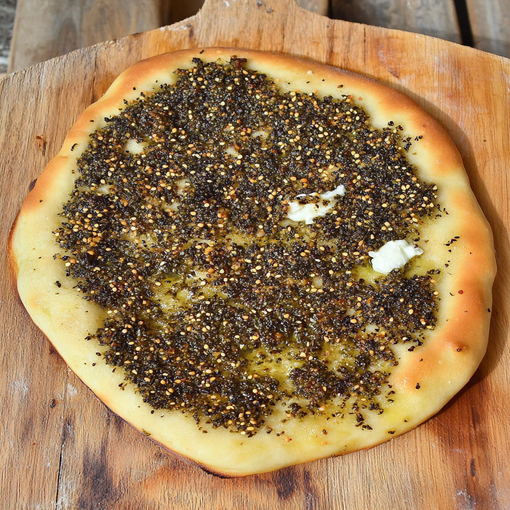 Baladi Bread with Labneh and Zaatar