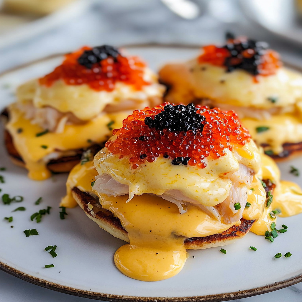 Crab Eggs Benedict with Caviar