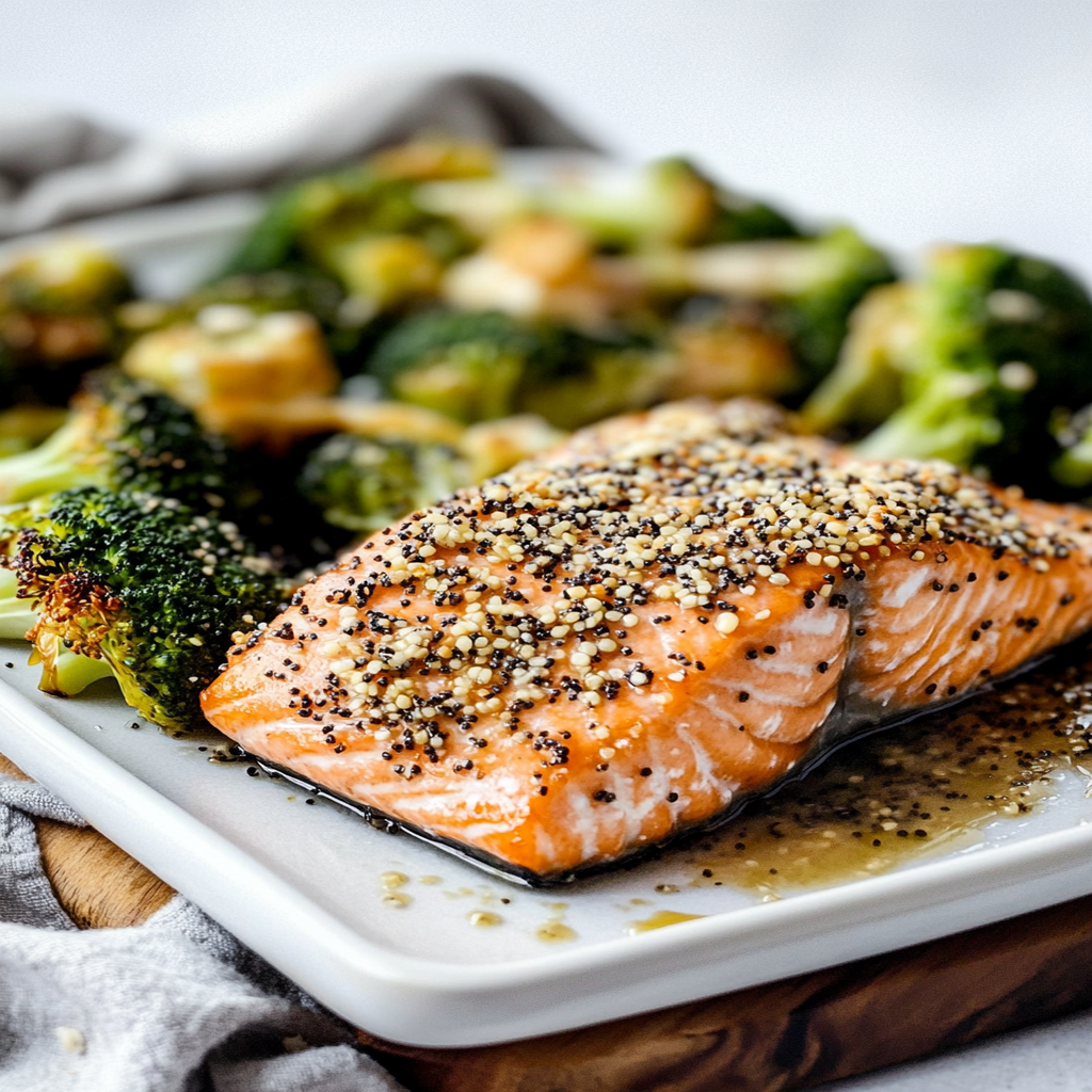 One-Pan Everything Bagel Salmon and Roasted Broccoli