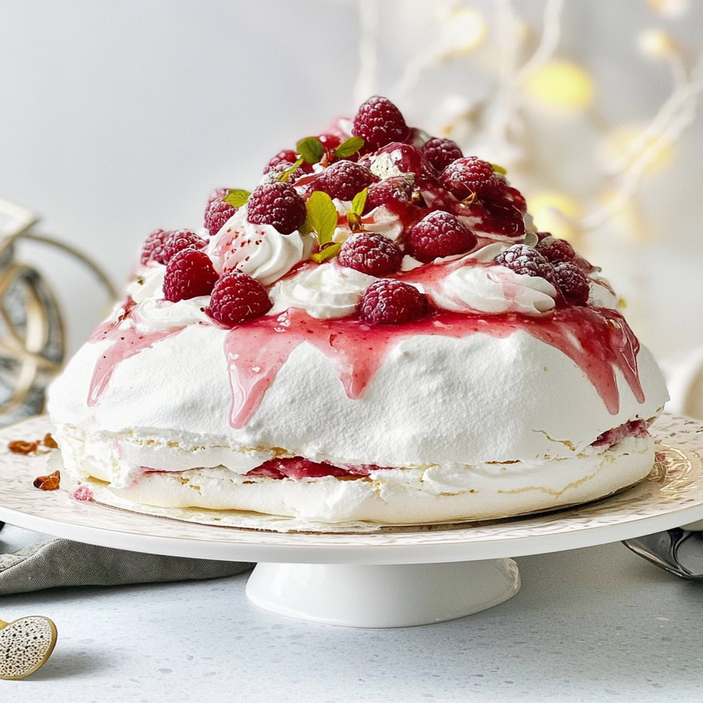 Turkish Delight Pavlova with Raspberry Sherbet