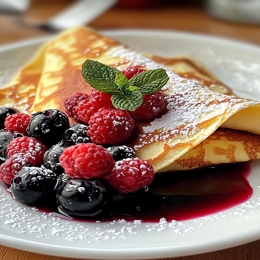 Almond Crepes with Warm Berries Bliss